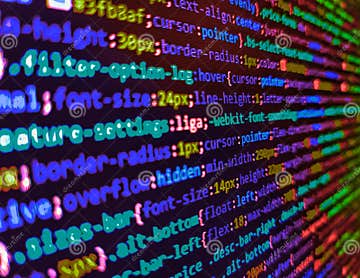 Software Background Technology. Code on Dark Background. Writing ...