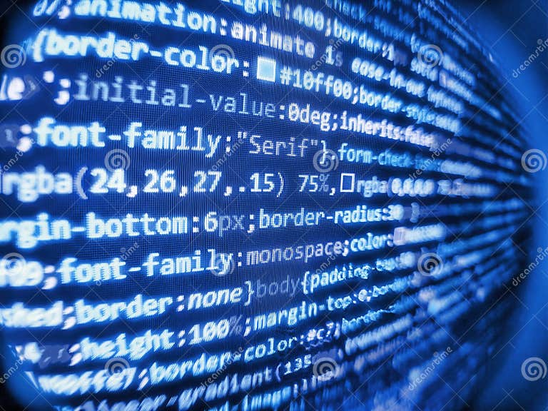 Software Background Technology. Developer Display with Source Code ...