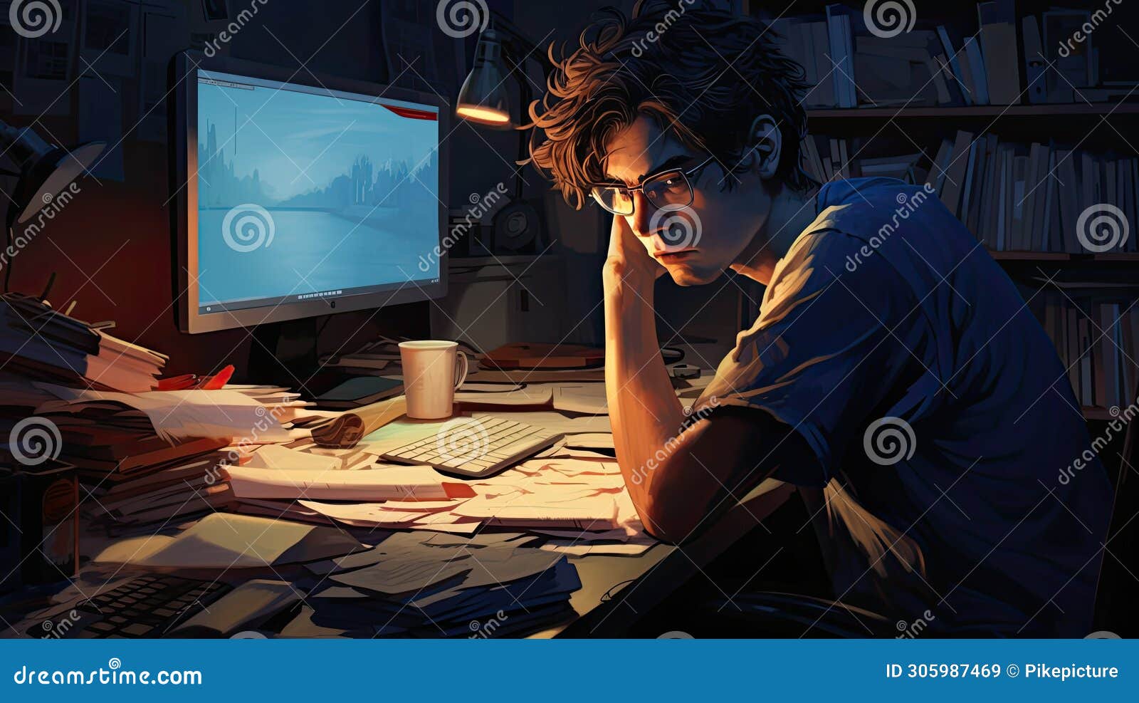 Software bored programmer stock illustration. Illustration of ...