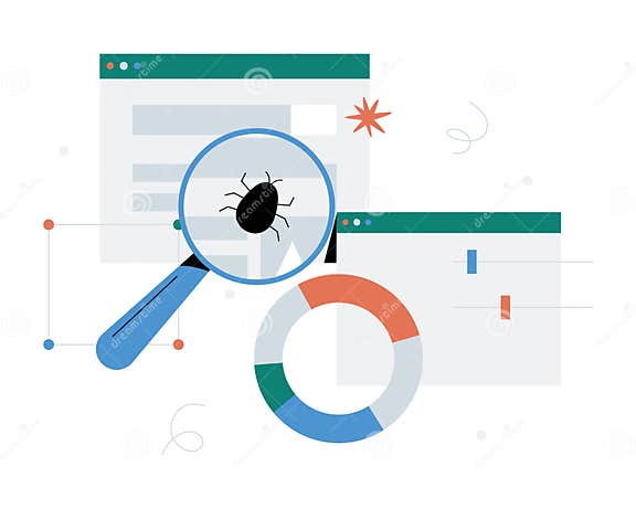 Software Bug Detection In Web Interface Flat Vector Illustration Symbolizing Cybersecurity