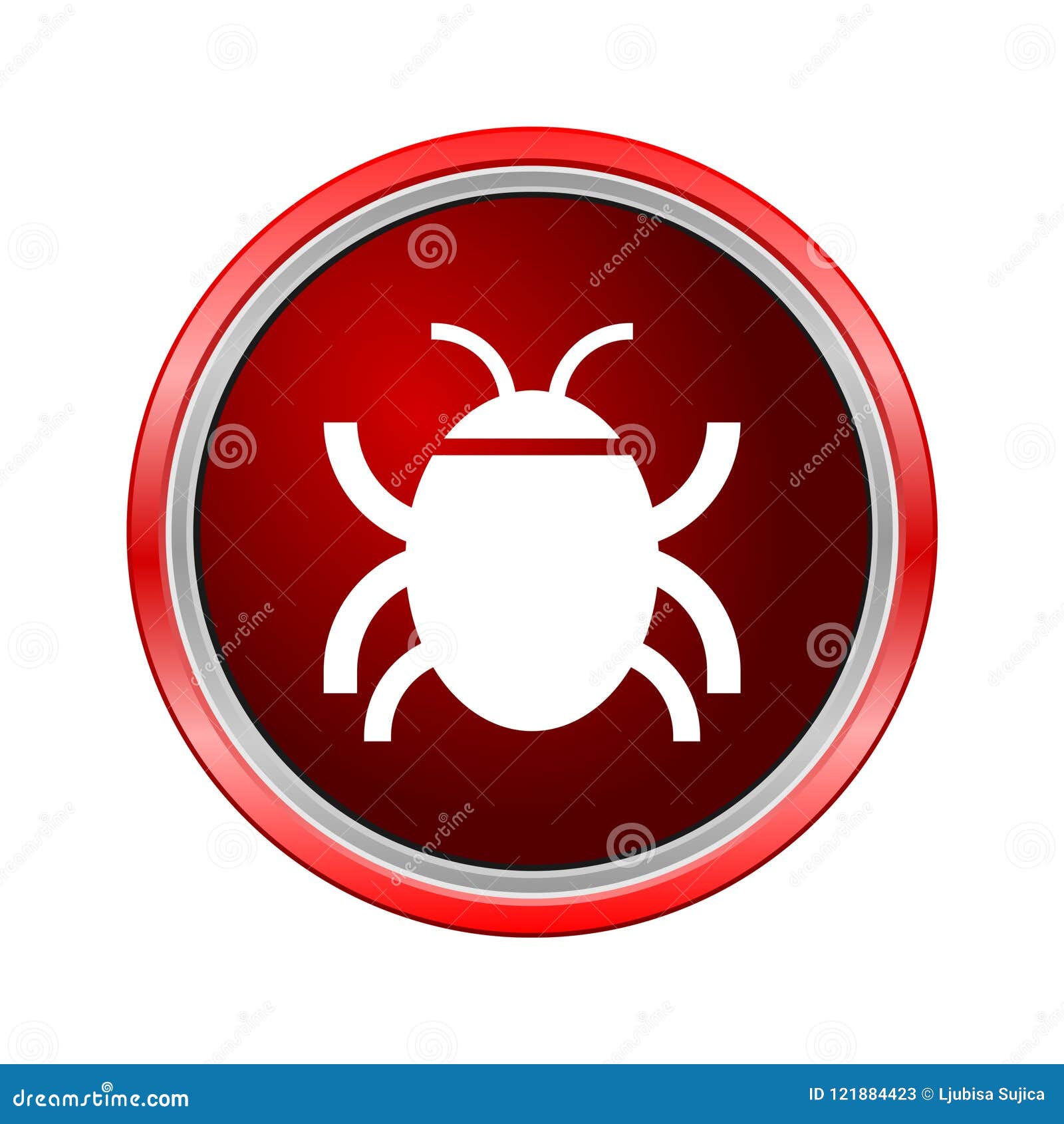 Software Bug or Program Bug Icon, Internet Button on White Background ... Software Bug or Program Bug Icon, Internet Button on White Background ...