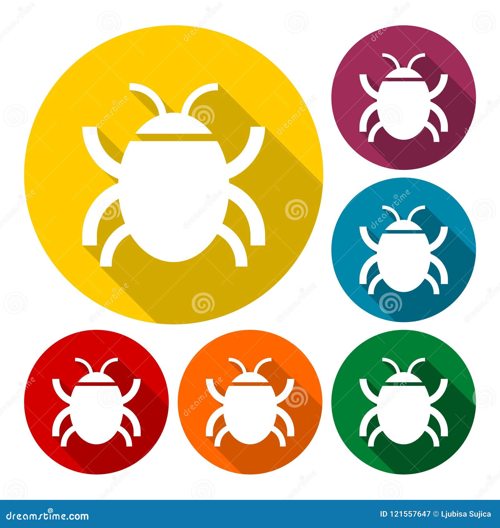 Software Bug or Program Bug Icons Set with Long Shadow Stock Vector ...