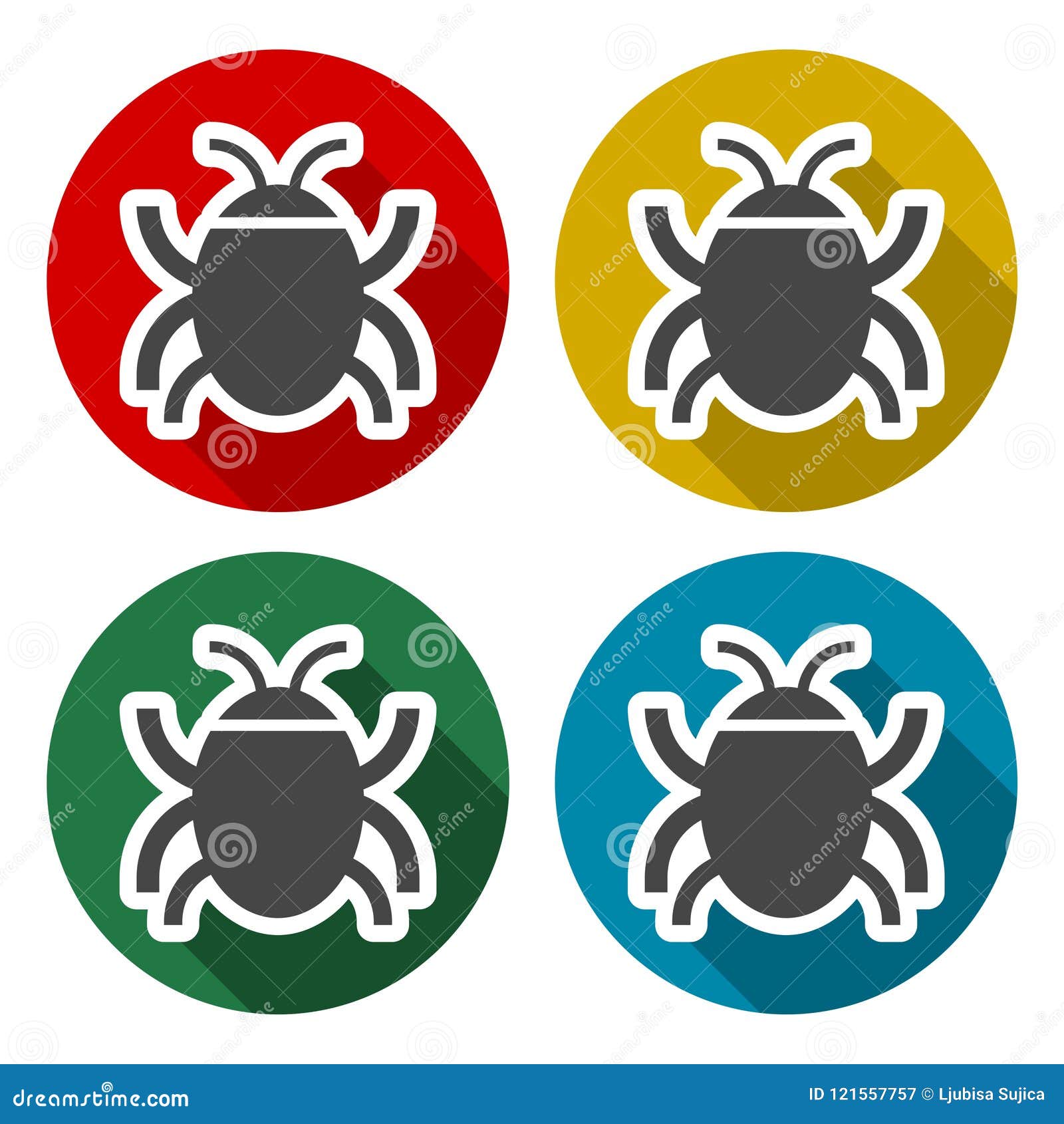 Software Bug or Program Bug Icons Set with Long Shadow Stock Vector ...
