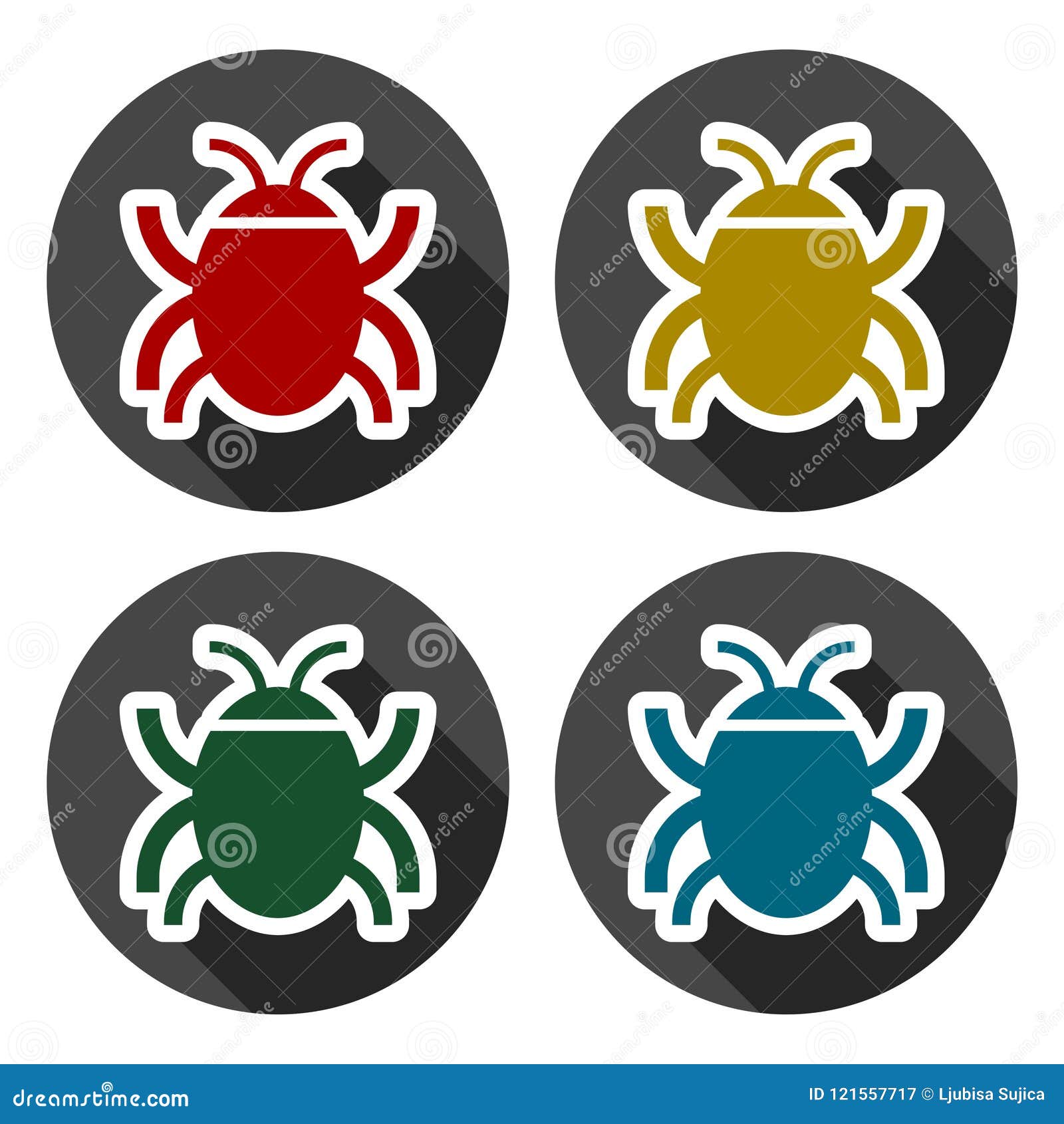 Software Bug or Program Bug Icons Set with Long Shadow Stock Vector ...
