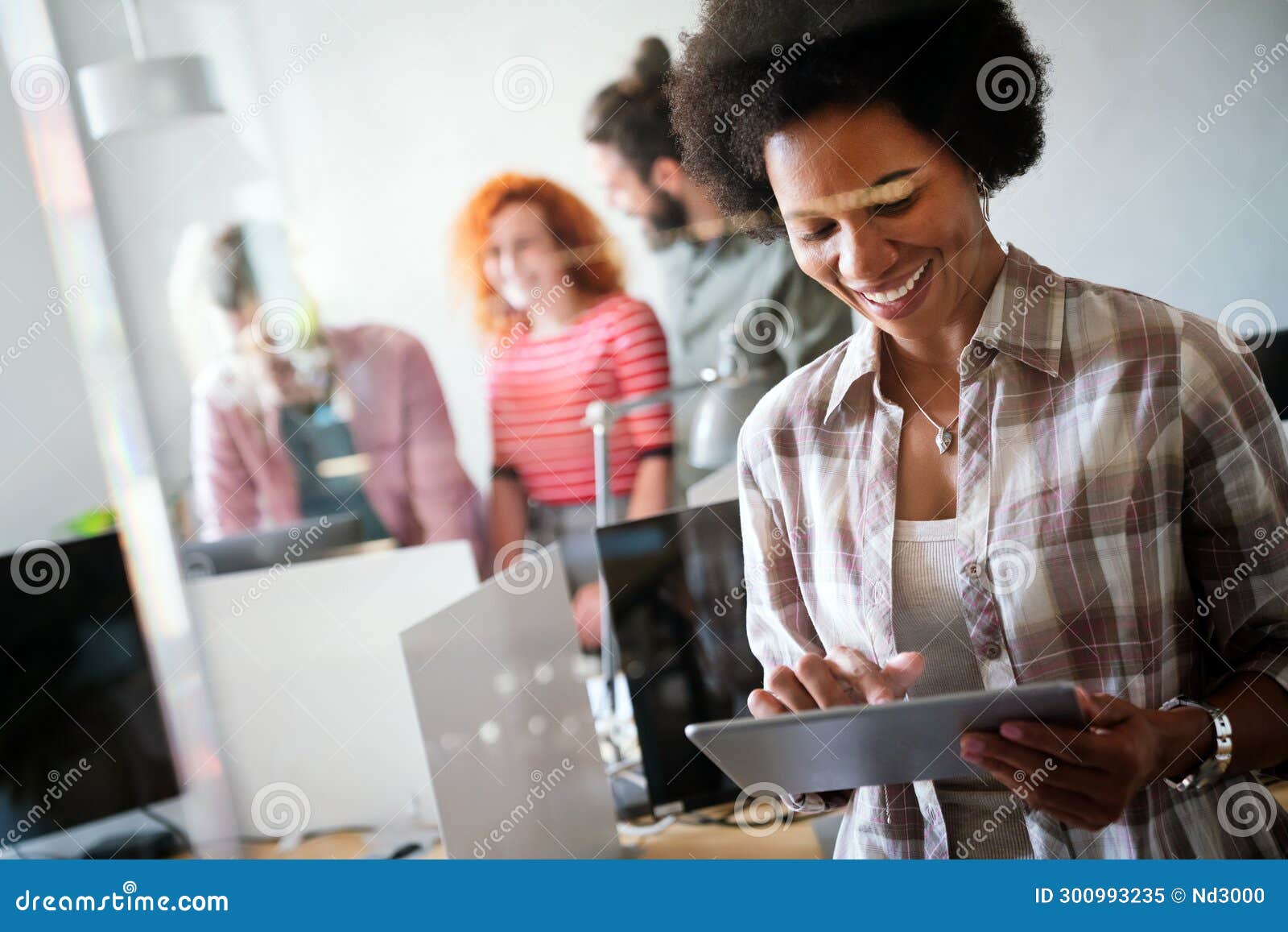 Software, Coding and Business Woman on Tablet Thinking of Data ...