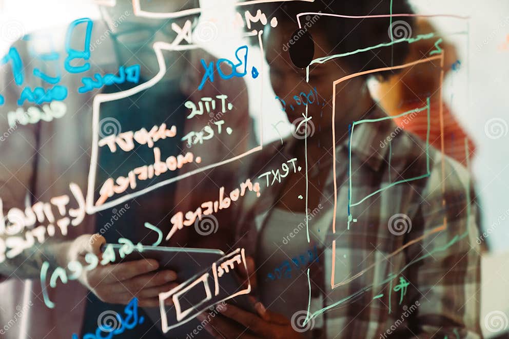 Software, Coding and Business Woman on Tablet Thinking of Data Analytics, Digital Technology ...