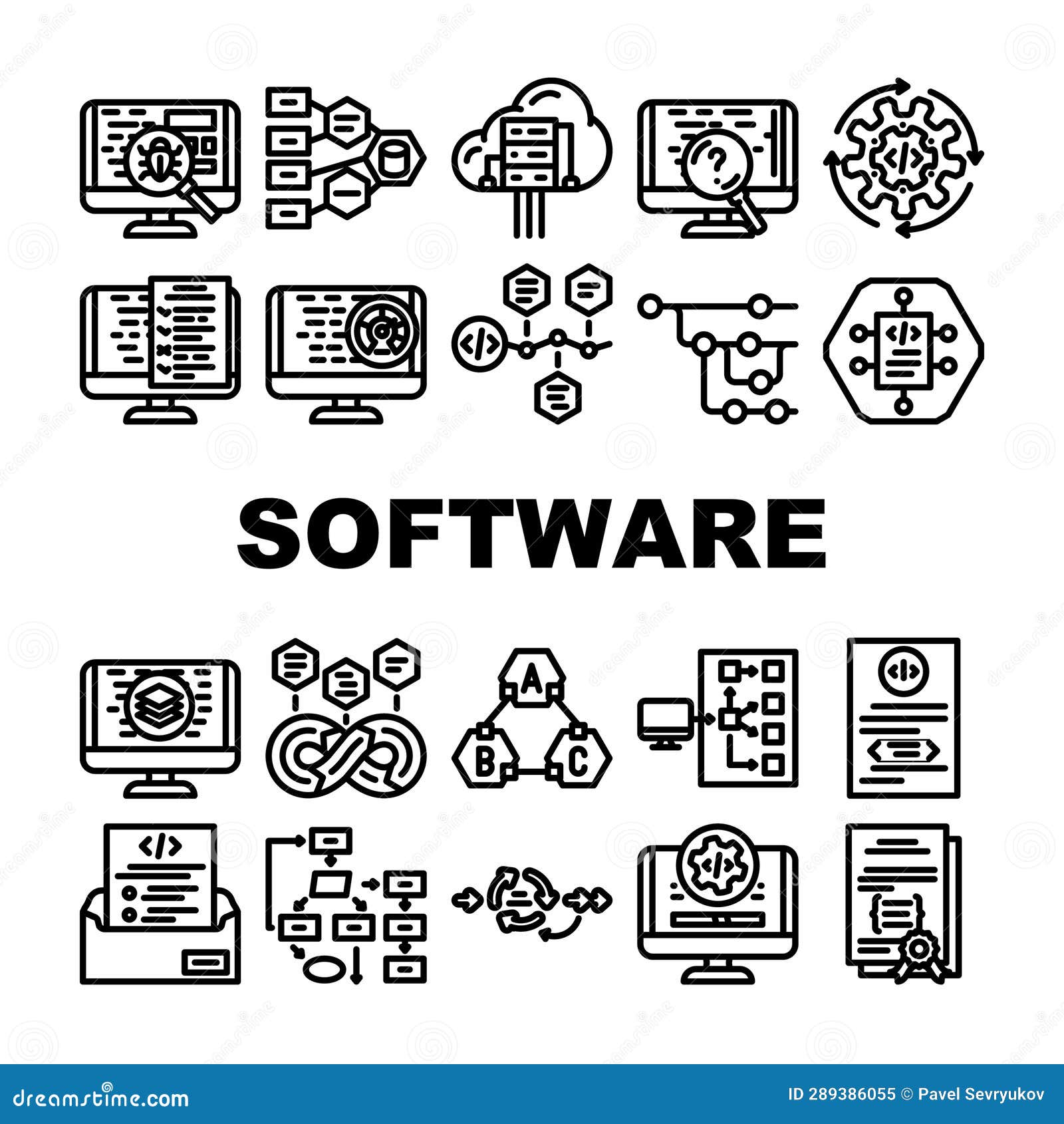 Coder Icons Programmer Computer Software Expert Input Ends Execute Cluster Bugs Fix Testing