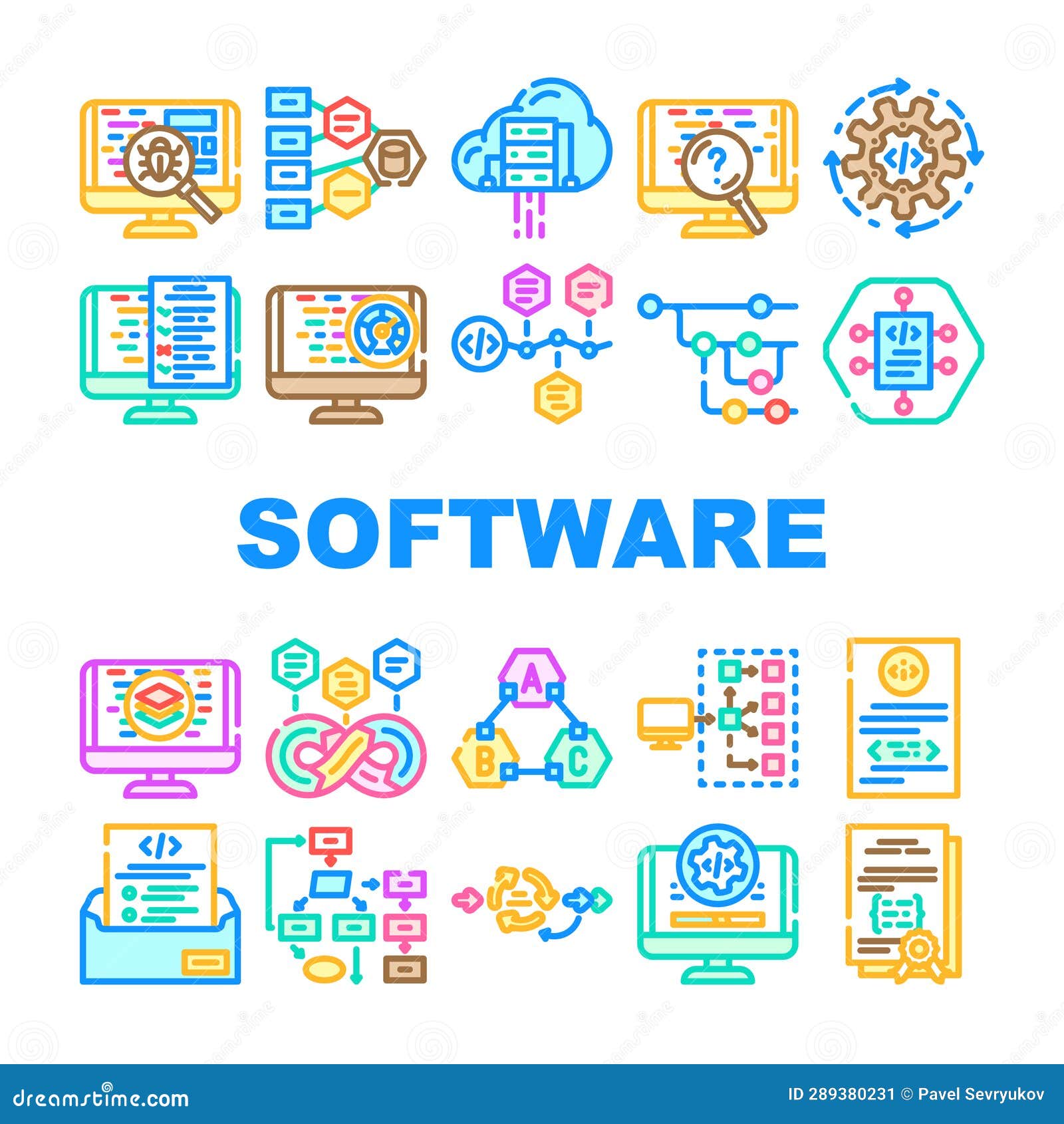 Coder Icons Programmer Computer Software Expert Input Ends Execute Cluster Bugs Fix Testing 2994