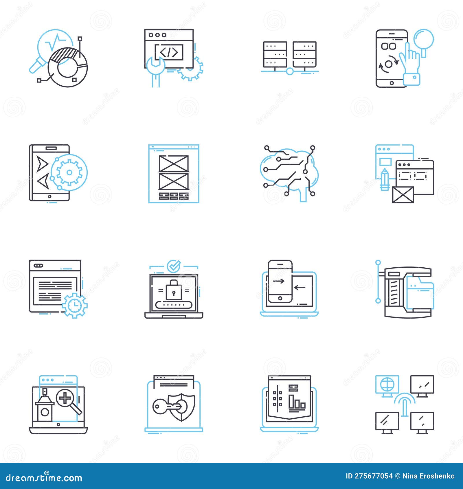 Software Computing Linear Icons Set Algorithm Api Application Bytecode Compiler Database