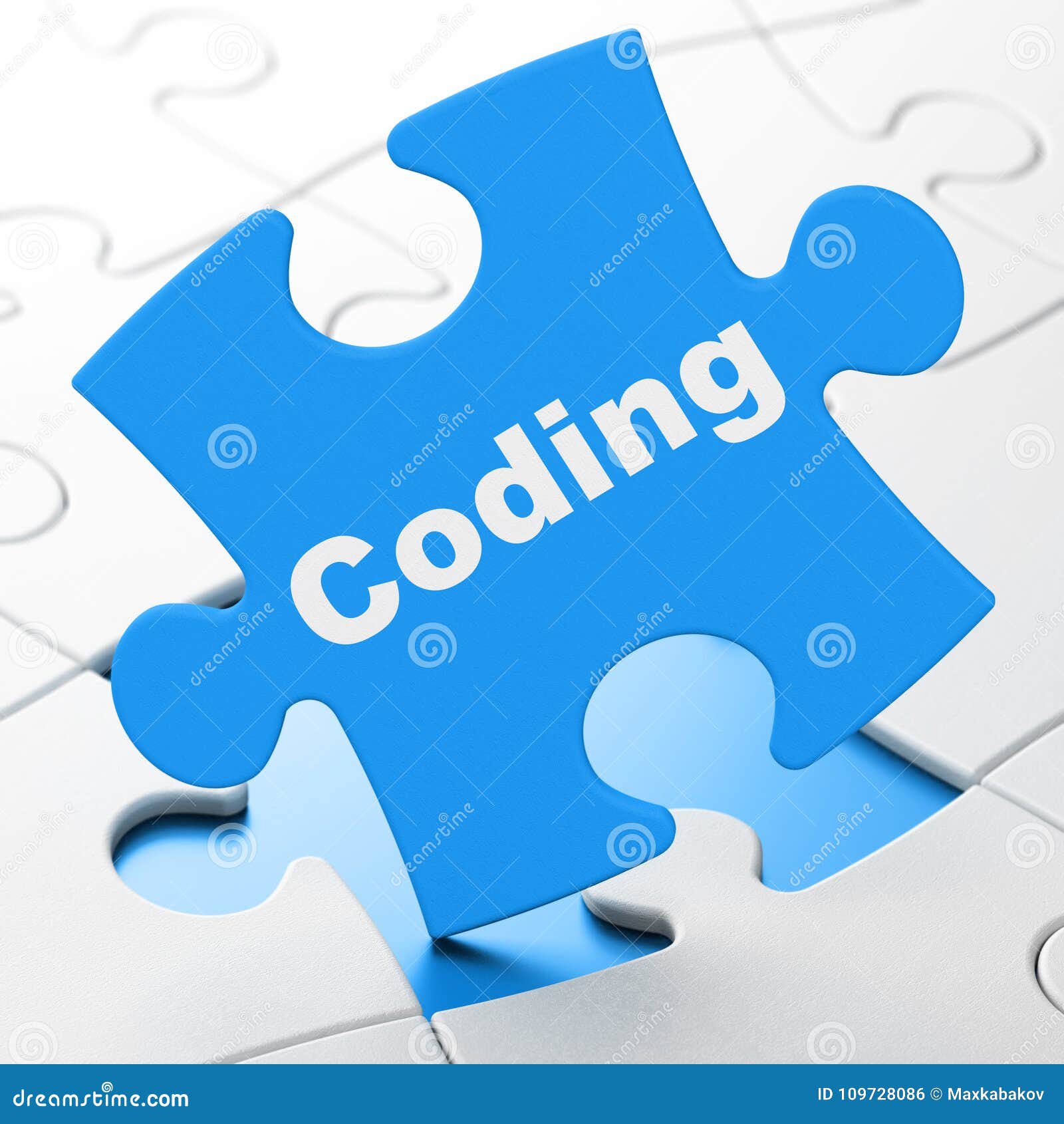 Software Concept: Coding on Puzzle Background Stock Illustration - Illustration of network ...