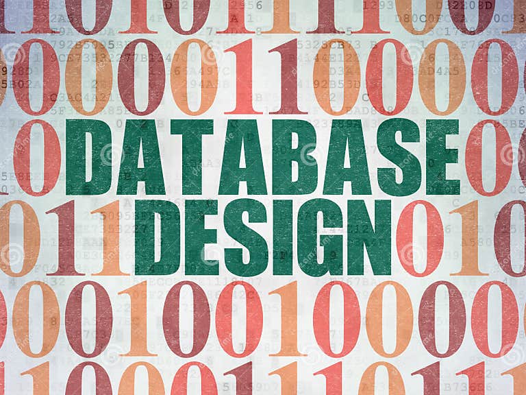 Software Concept: Database Design on Digital Data Paper Background ...