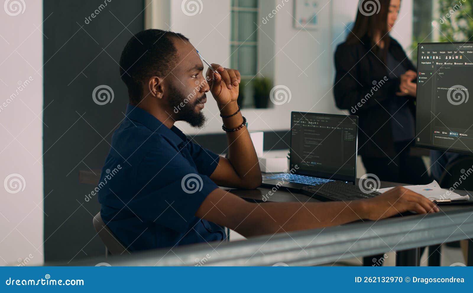 Software Developer Brainstorming Ideas To Write Code and Create New ...