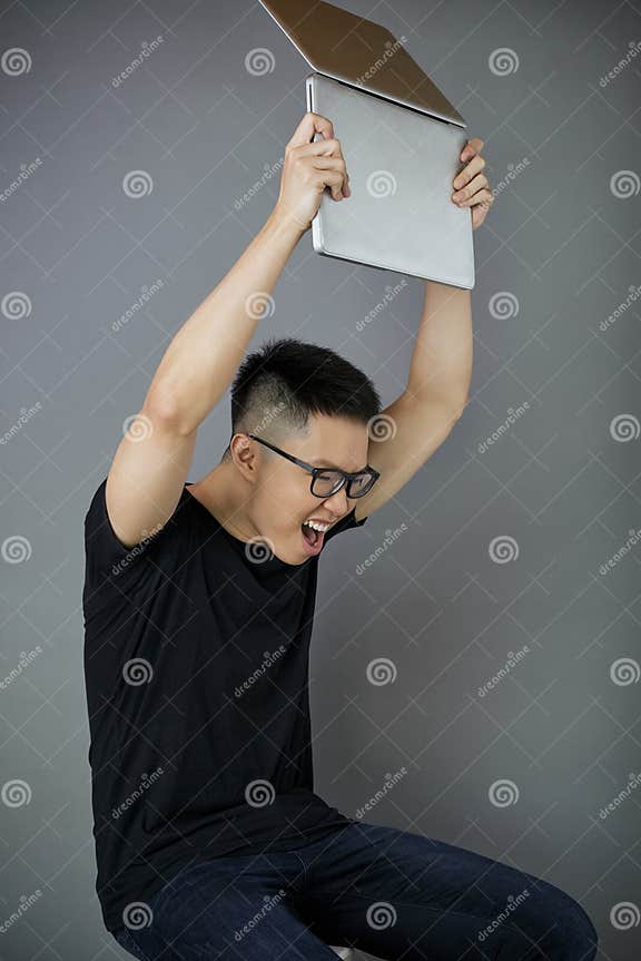 Software Developer Breaking Laptop Stock Image - Image of device ...