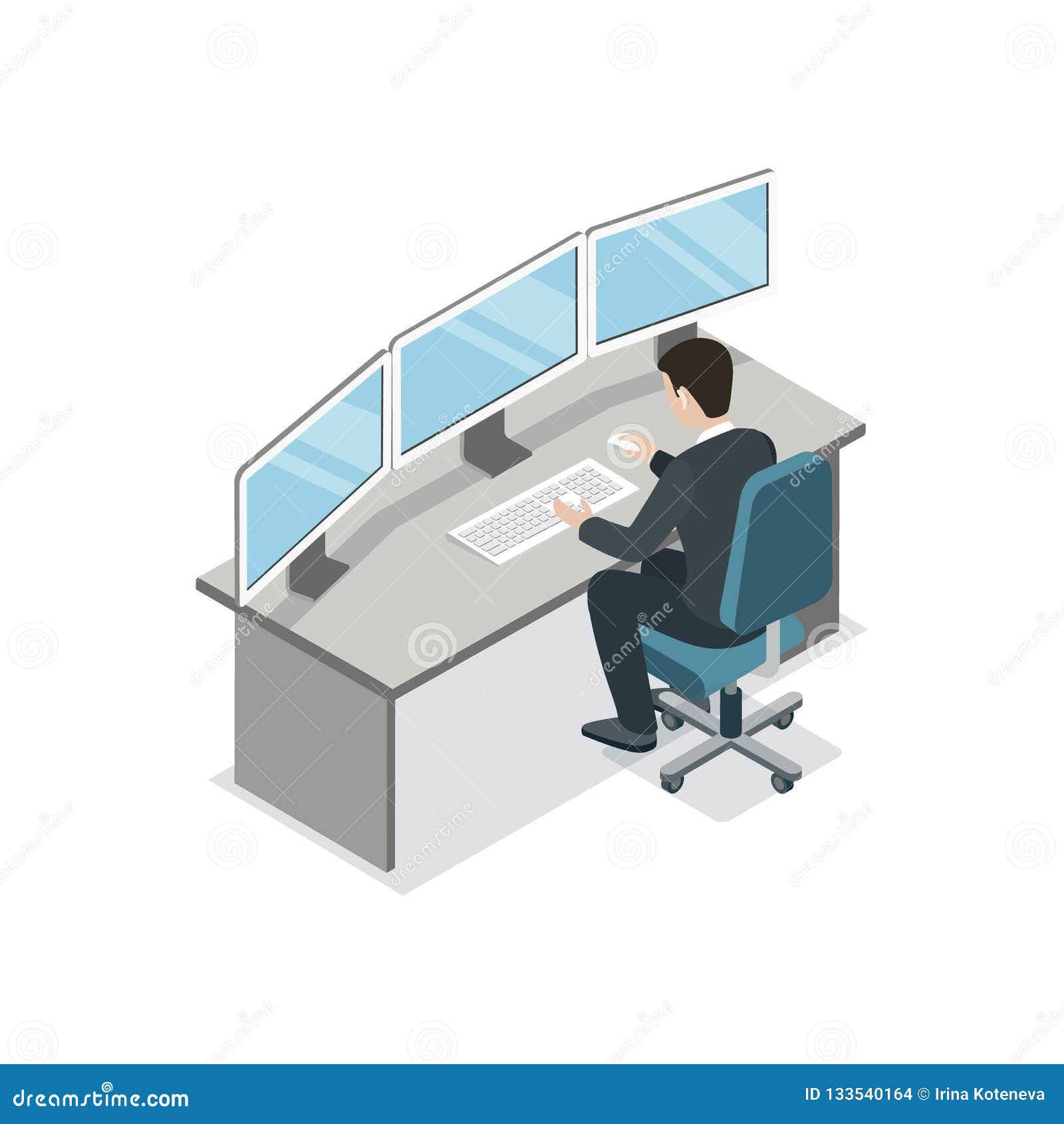 Software Developer Coding Isometric 3D Icon Stock Illustration ...