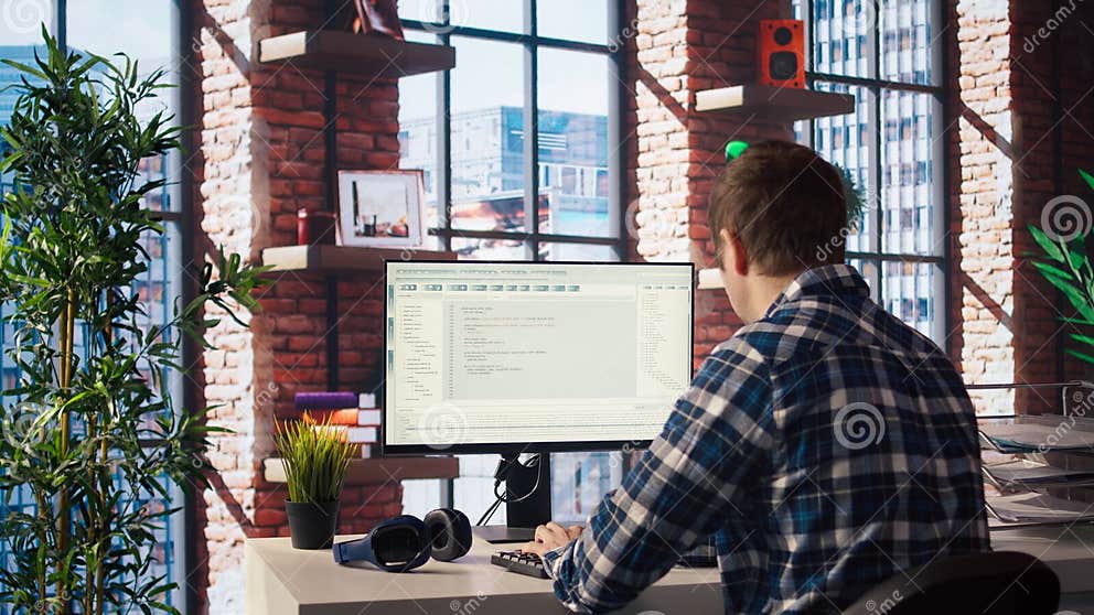 Software Developer at Computer Coding, Creating Software Stock Image - Image of professional ...