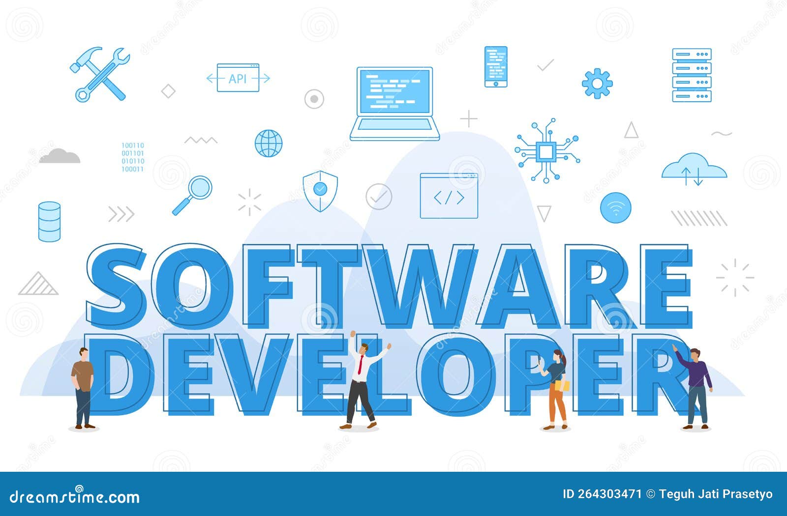 Software Developer Concept with Big Words and People Surrounded by ...