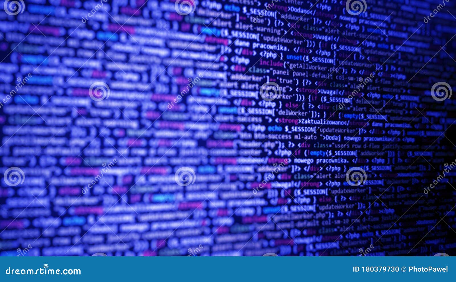 Software Developer Concept Blue Application Code On Computer Screen