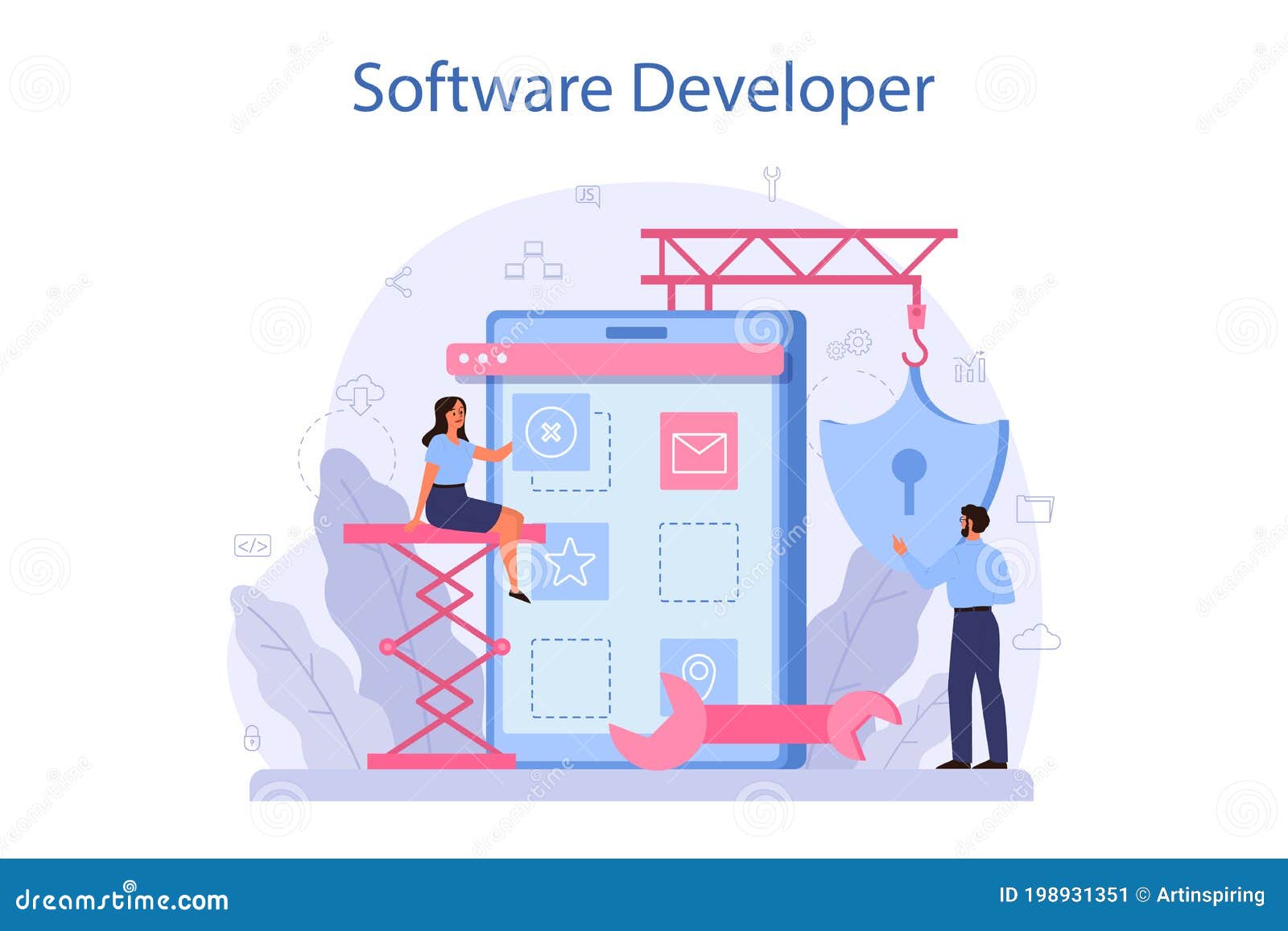Software Developer Concept Idea Of Programming And Coding Stock Vector Illustration Of