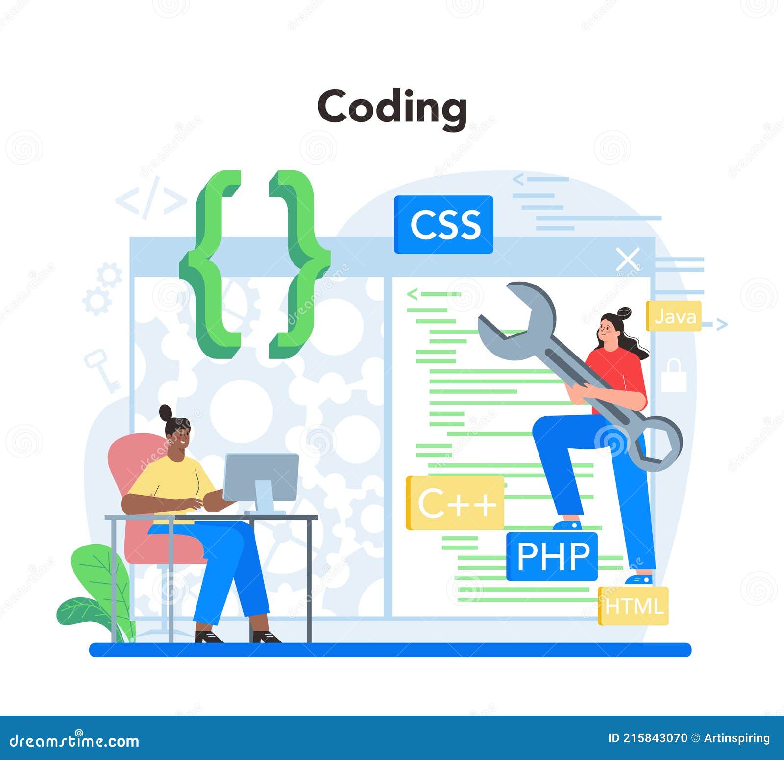Software Developer Concept Idea Of Programming And Coding Stock Vector Illustration Of
