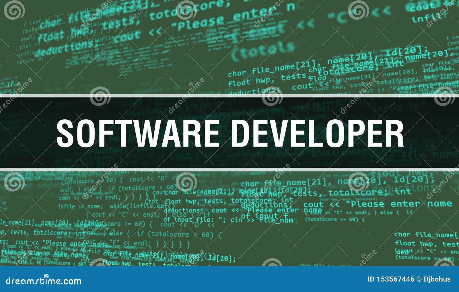 Software Developer Concept With Random Parts Of Program Code Software Developer With
