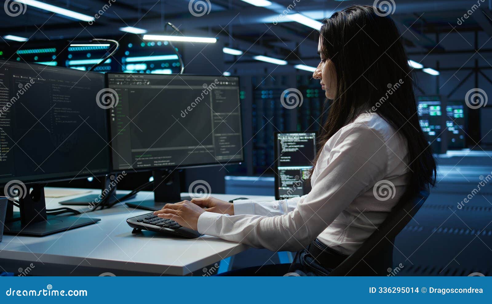 Software Developer in Data Center Ensuring System Can Handle Networking Tasks Stock Photo ...