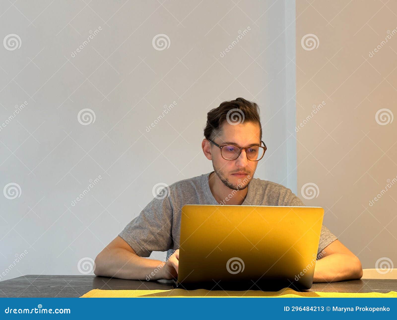 The Software Developer is Focused on the Work, Front View. Stock Image ...