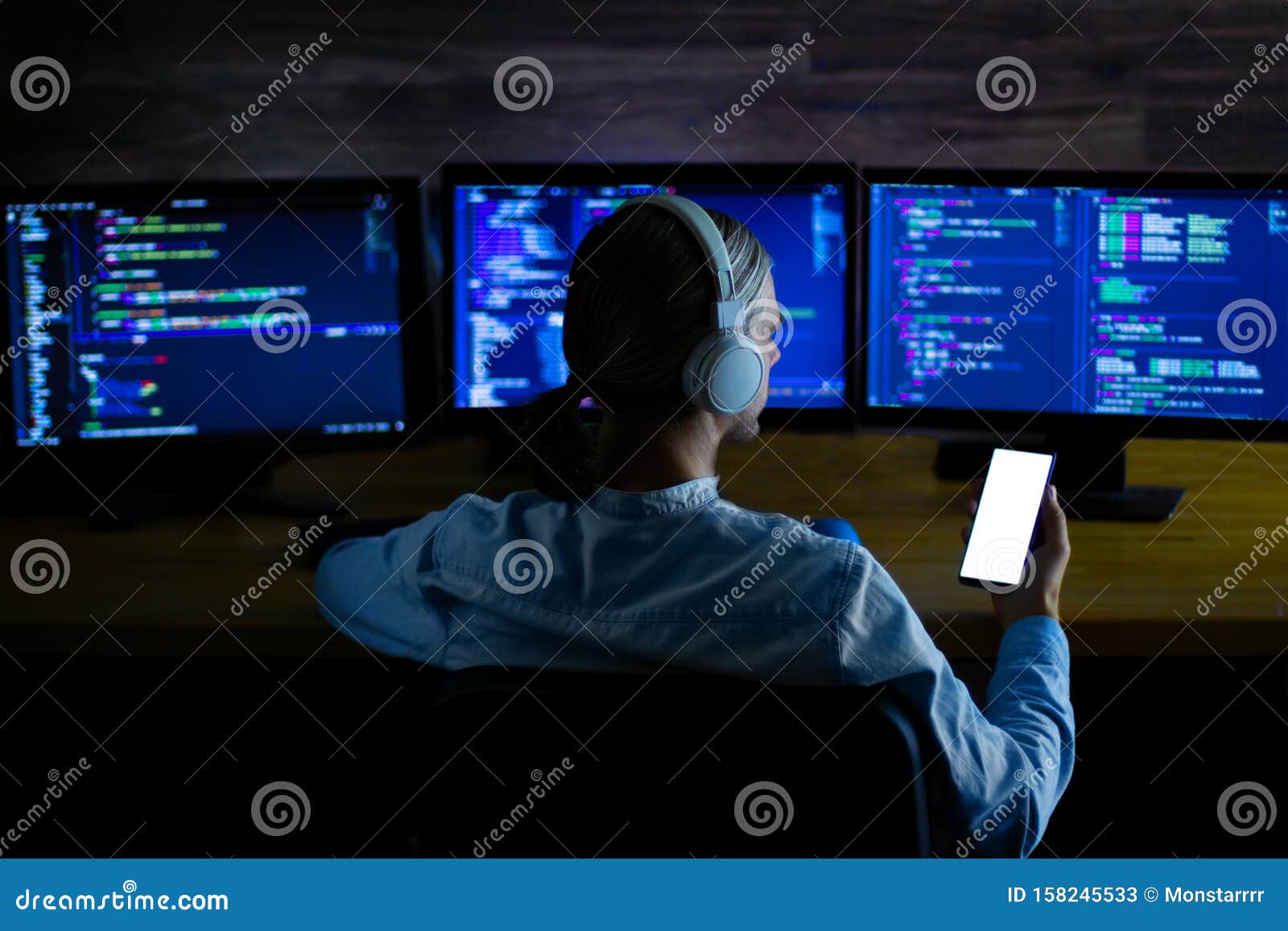 Software Developer, Freelancer Working with Program Code Stock Image ... Software Developer, Freelancer Working with Program Code Stock Image ...