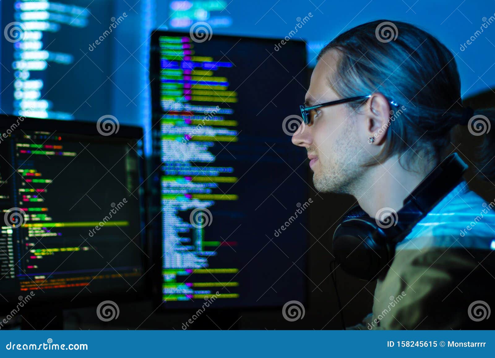 Software Developer, Freelancer Working with Program Code Stock Image ... Software Developer, Freelancer Working with Program Code Stock Image ...