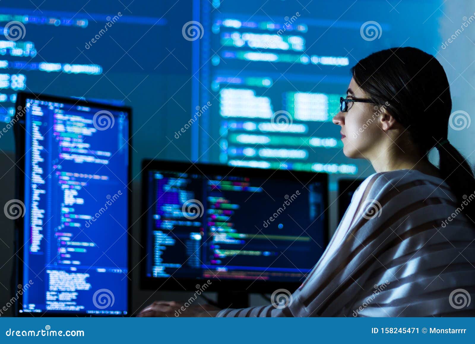 Software Developer Freelancer Working With Program Code Stock Image Image Of Application