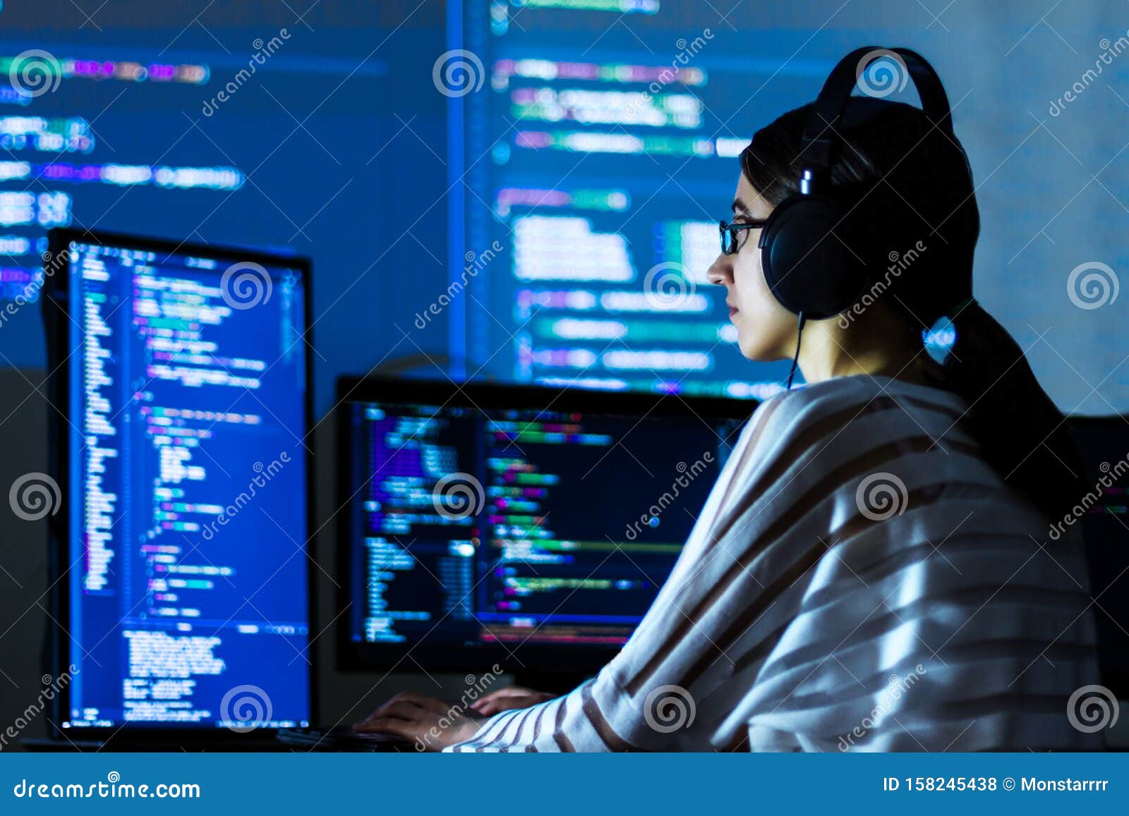 Software Developer, Freelancer Working with Program Code Stock Photo ... Software Developer, Freelancer Working with Program Code Stock Photo ...
