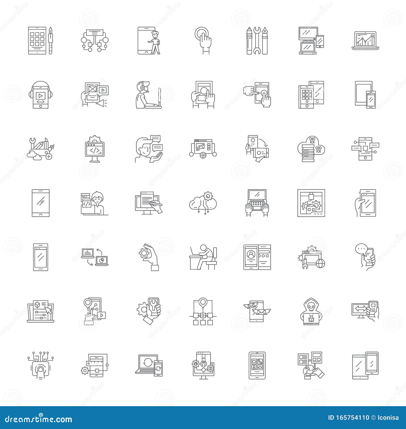 Software Developer Linear Icons, Signs, Symbols Vector Line ...
