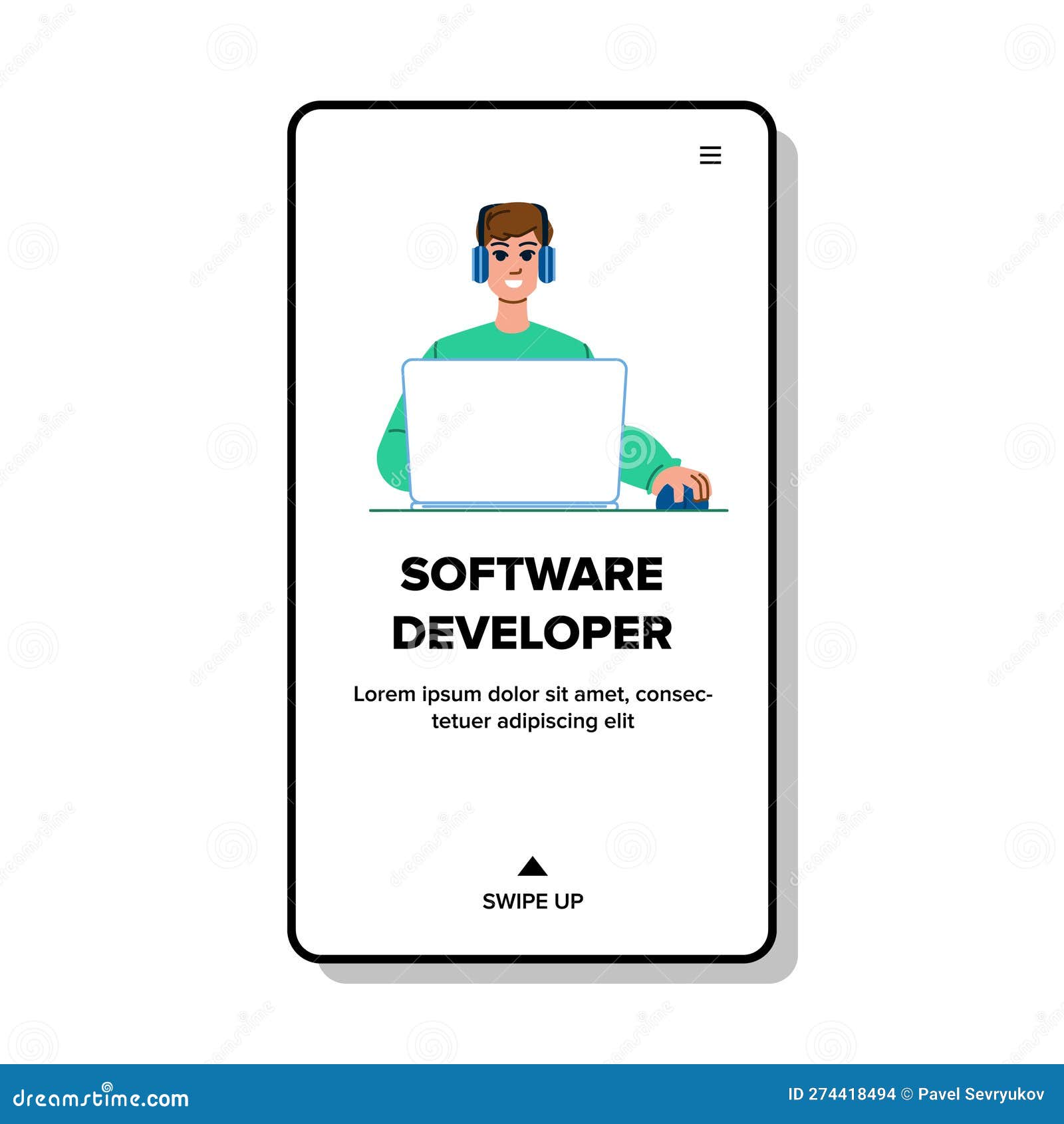 Software Developer Man Vector Stock Vector - Illustration of computer ...