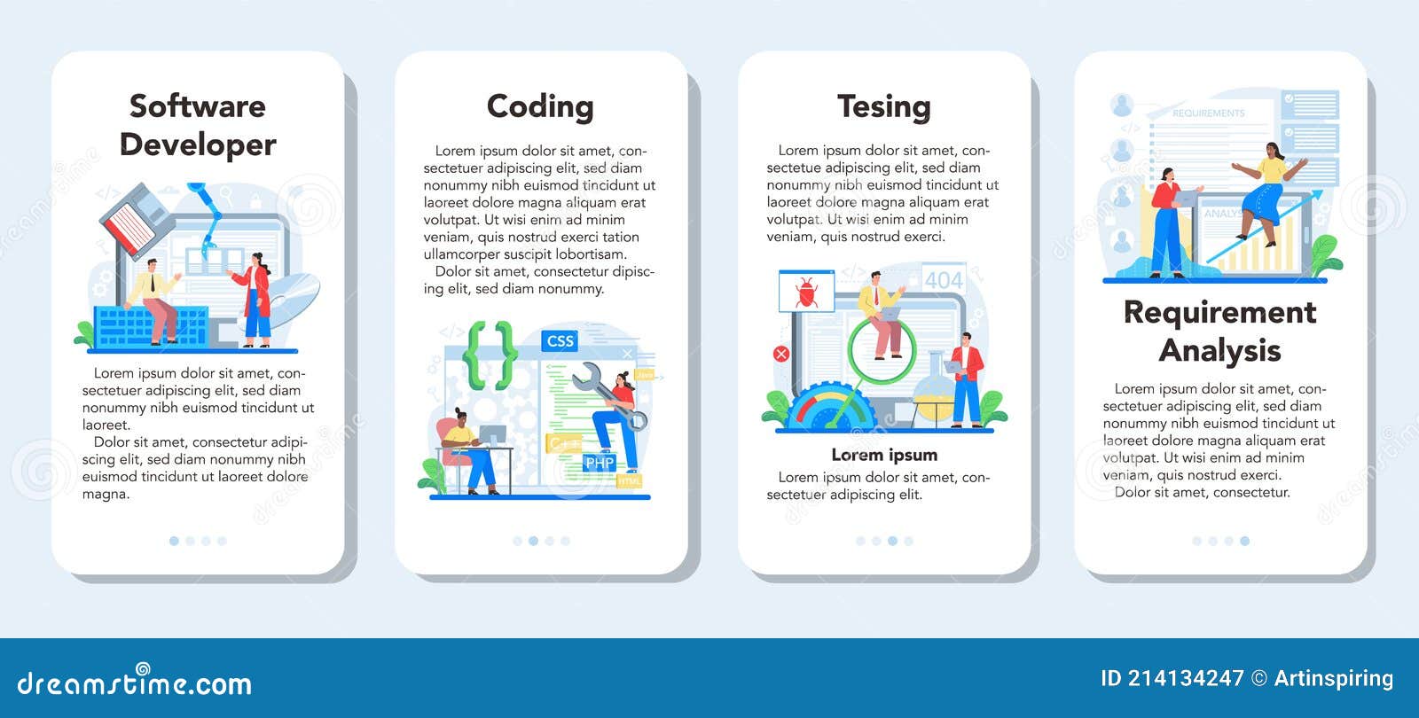 Software Developer Mobile Application Banner Set. Idea of Programming ...