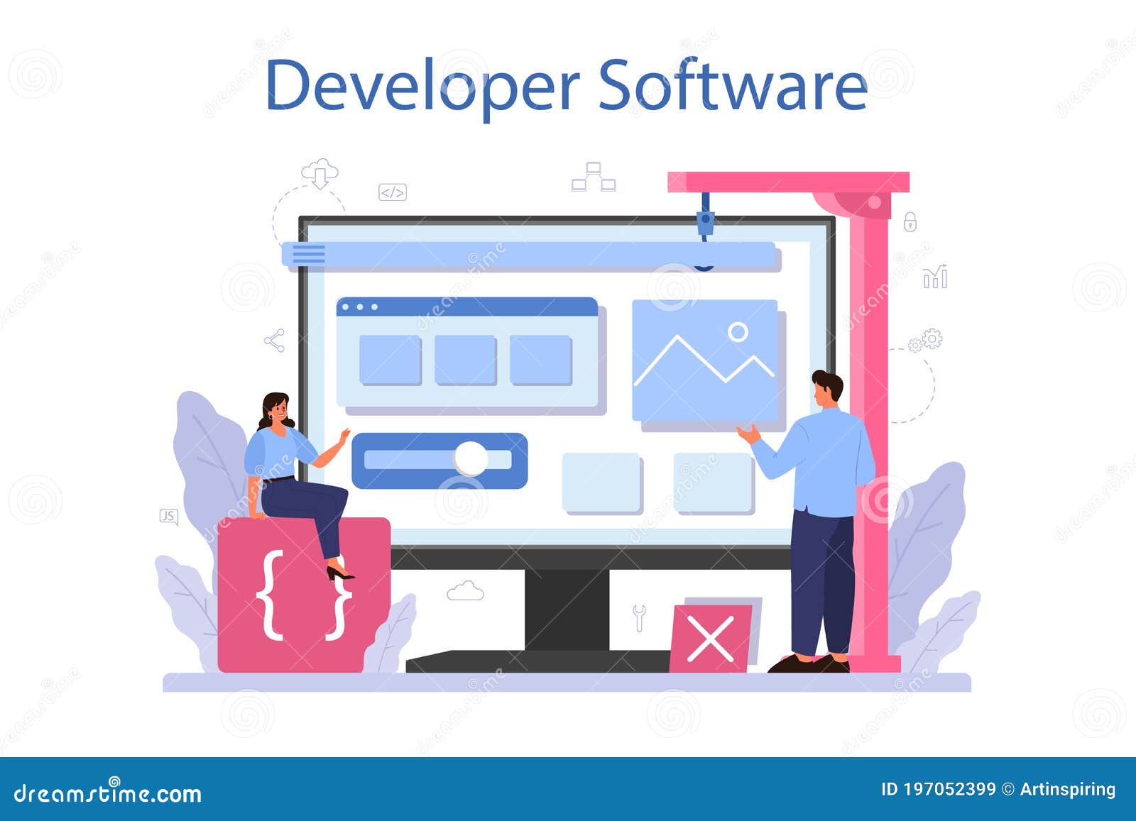 Software Developer Online Service or Platform. Idea of Programming Stock Vector - Illustration ...