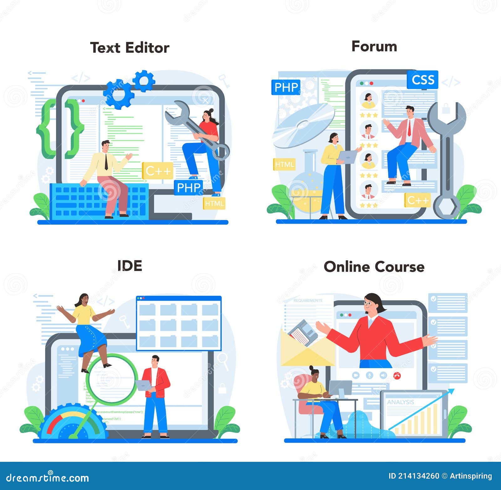 Software Developer Online Service or Platform Set. Idea of Programming Stock Vector ...