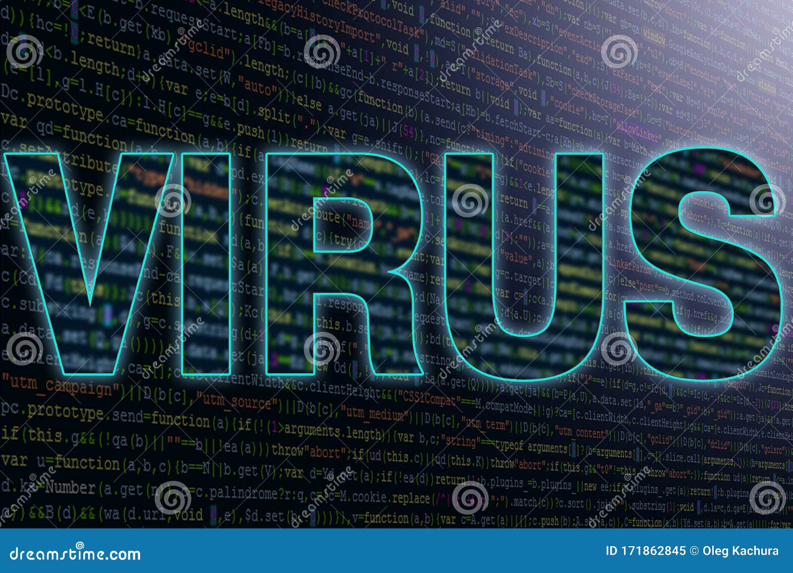 Software Developer Program Code. Abstract Code of a Computer Program with the Inscription Virus ...