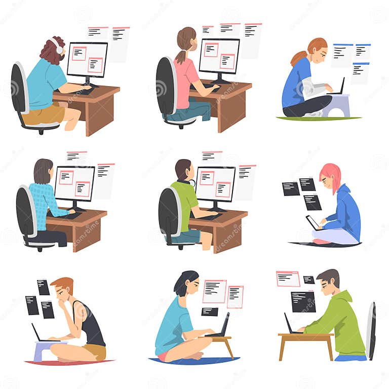 Software Developer Or Programmer Engaged In Coding In Server Side Framework On Laptop Or