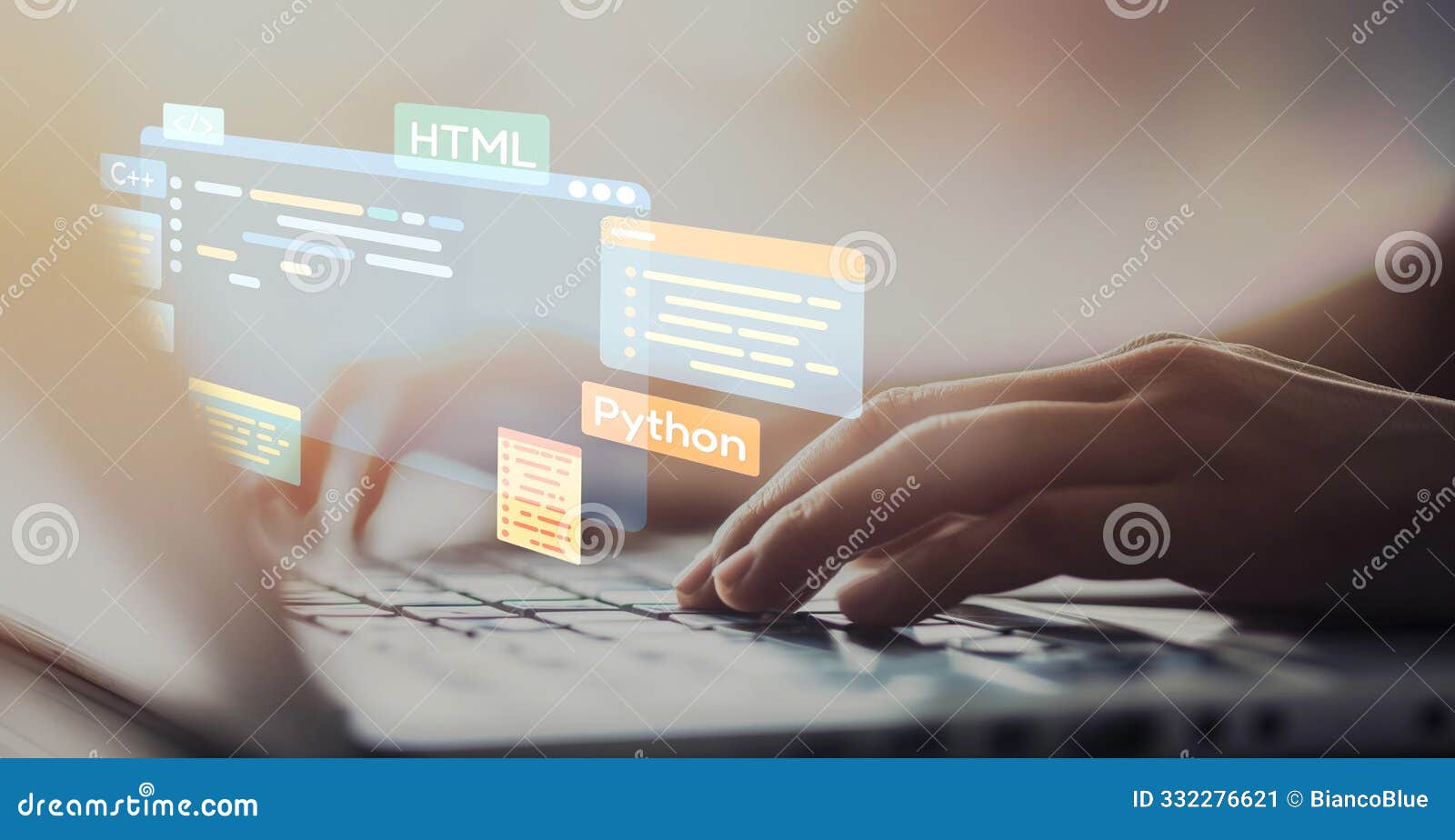 Software Developer Work with Coding Overlays of Programming Languages EIDE Stock Image - Image ...