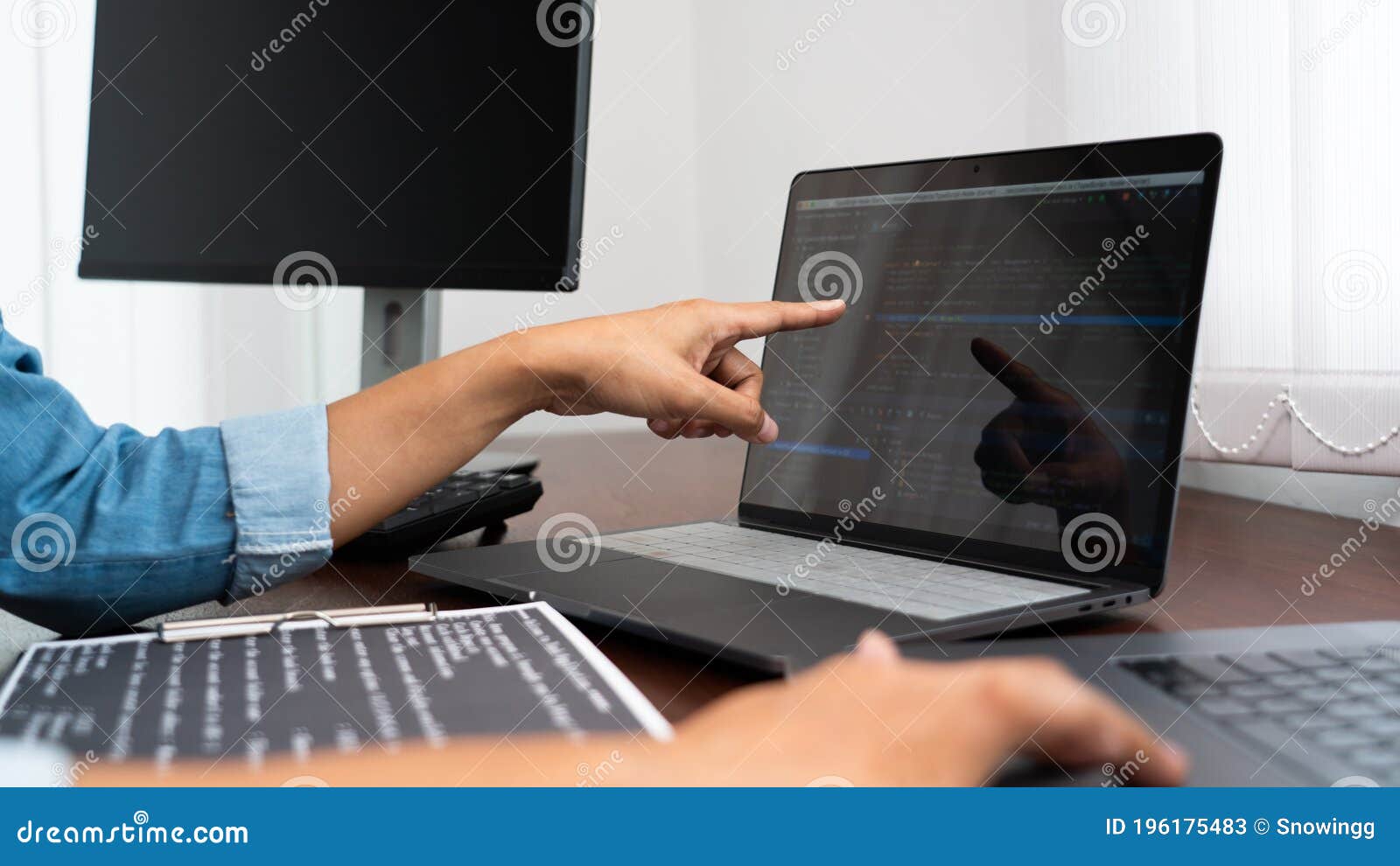 Software Developer or Programmer Working Data Debugging Improvement Binary Algorithm on Desktop ...