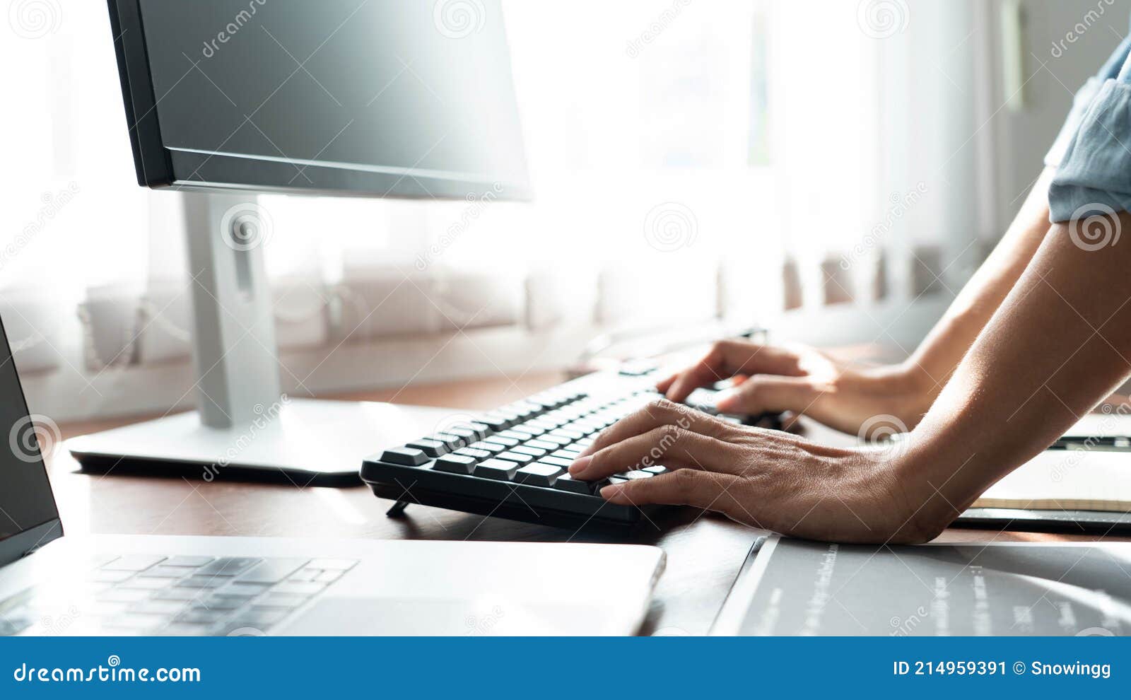 Software Developer Or Programmer Working Data Debugging Improvement Binary Algorithm On Desktop