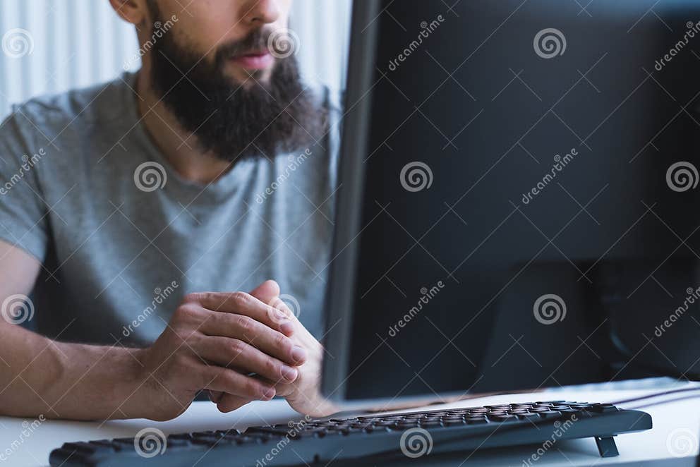 Software Developer Programmer Workplace Code Stock Image - Image of ...