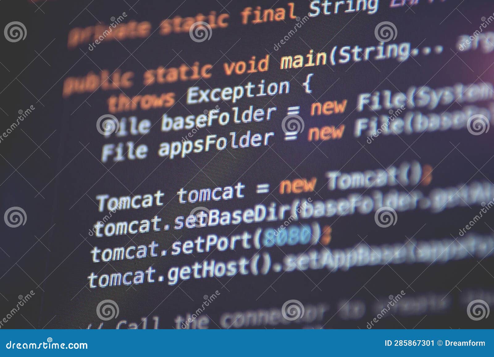 Software Developer Programming Code Abstract Computer Script Code Closeup On Monitor Screen