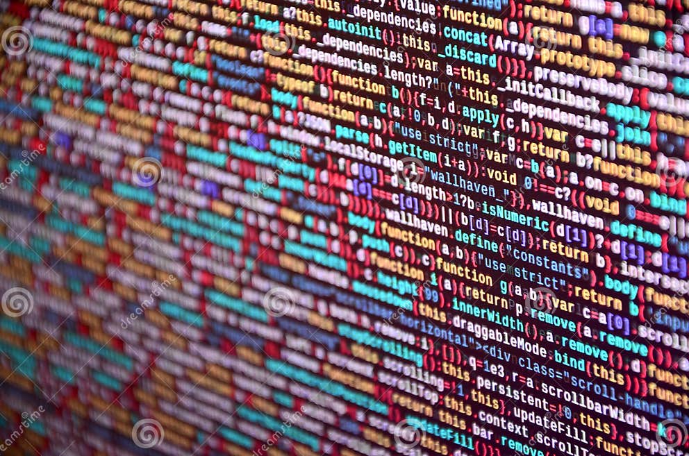 Software Developer Programming Code on Computer. Abstract Computer Script Source Code Stock ...