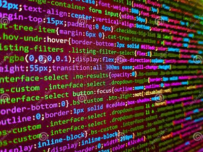 Software Developer Programming Code on Computer. Matrix Byte of Binary Data Rian Code Running ...