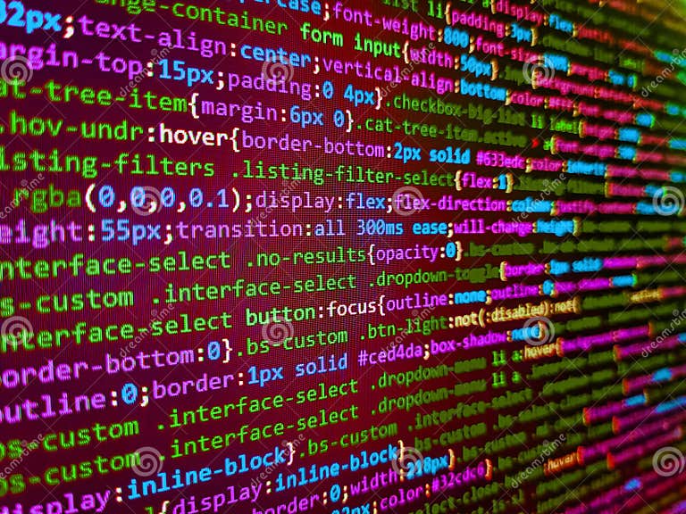 Software Developer Programming Code on Computer. Matrix Byte of Binary Data Rian Code Running ...