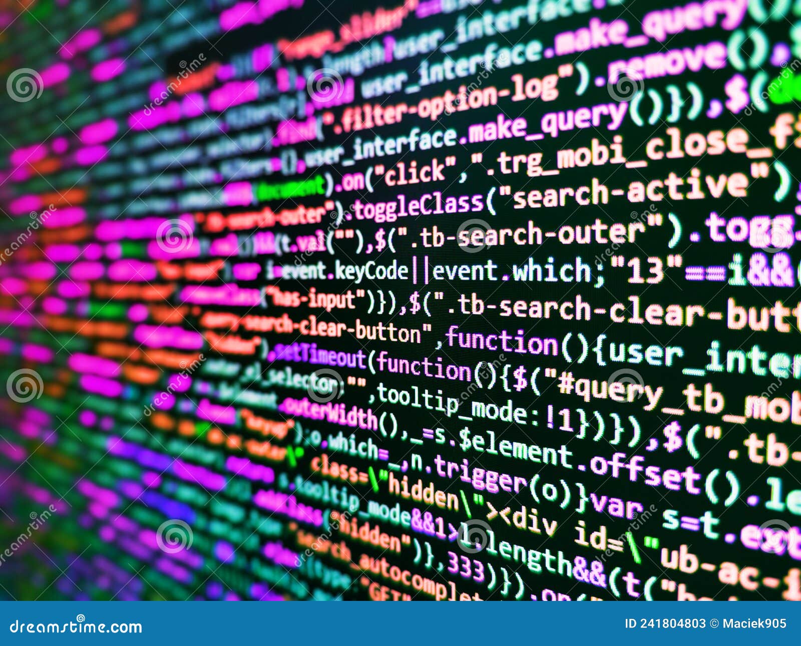 Software Developer Programming Code On Computer Monitor Javascript Code In Bracket Software