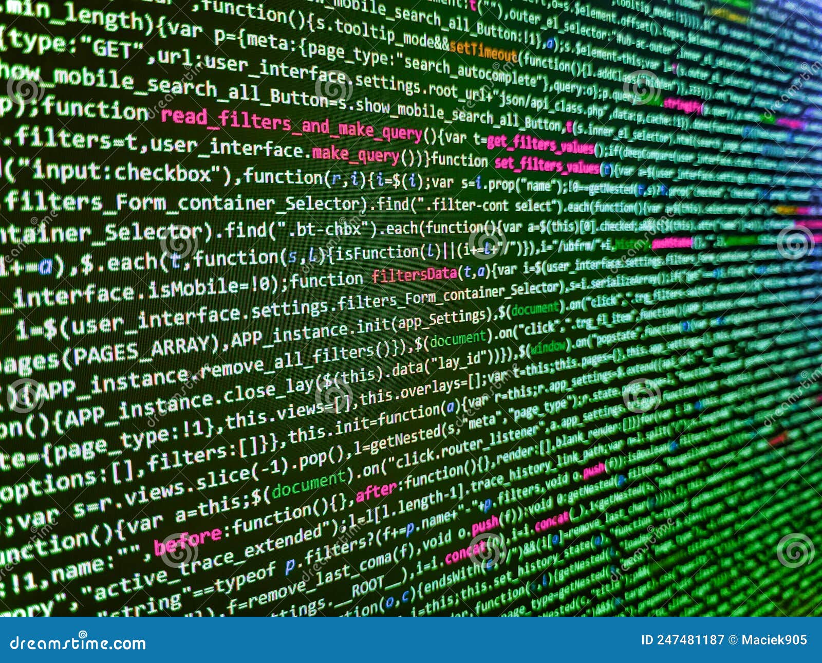 Software Developer Programming Code On Computer Monitor Modern Web Network And Internet