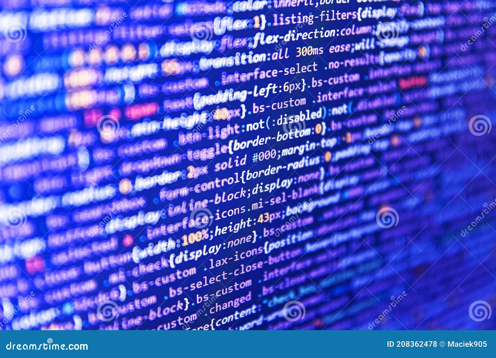 Software Developer Programming Code On Computer Monitor Script On Computer With Source Code