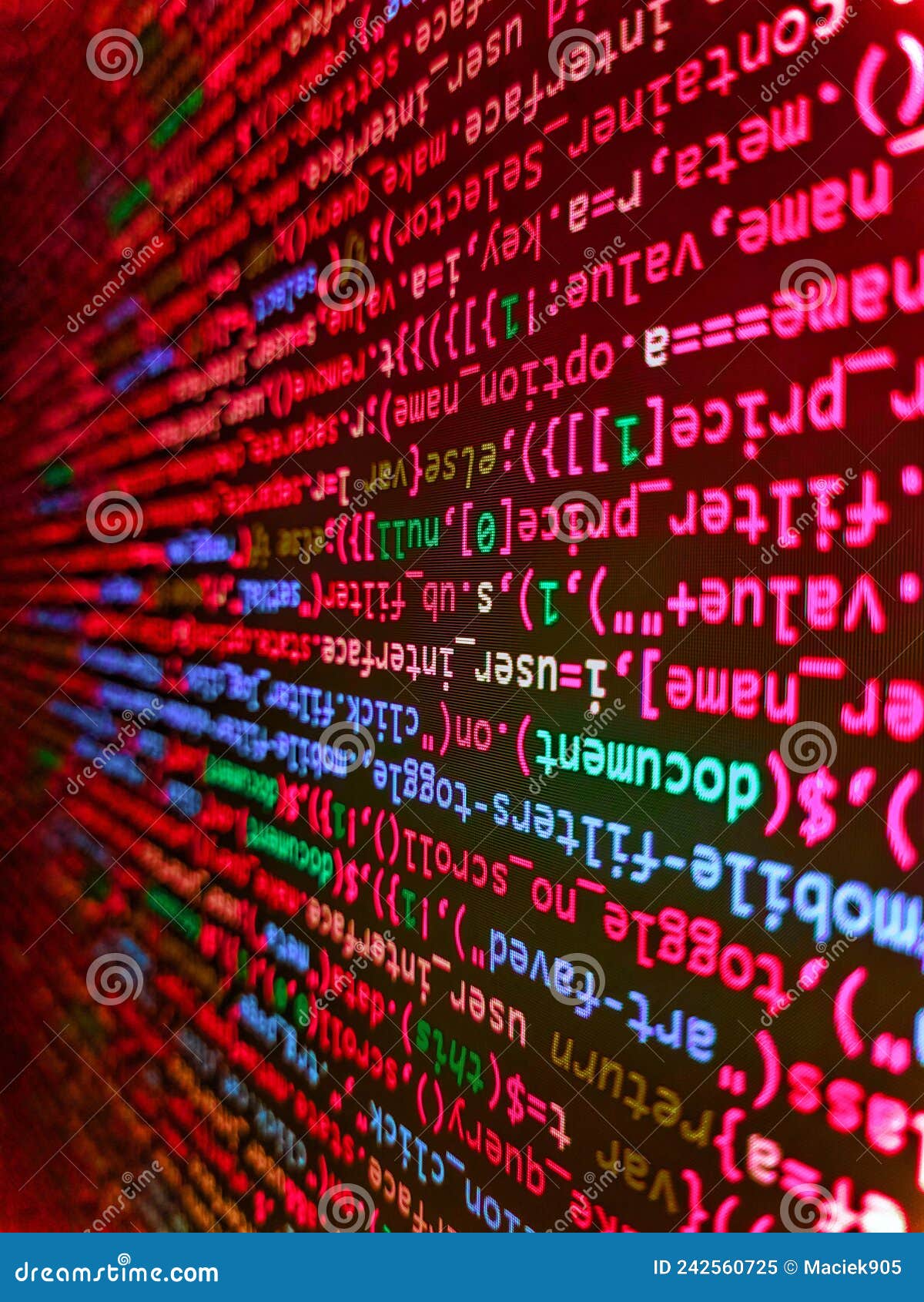 Software Developer Programming Code On Computer Monitor Software Developer Programming Code On