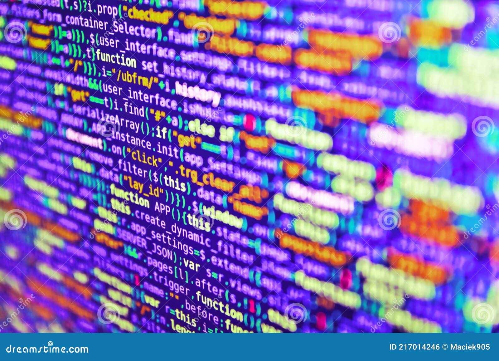 Software Developer Programming Code On Computer Screen Of Web Developing Javascript Code Stock